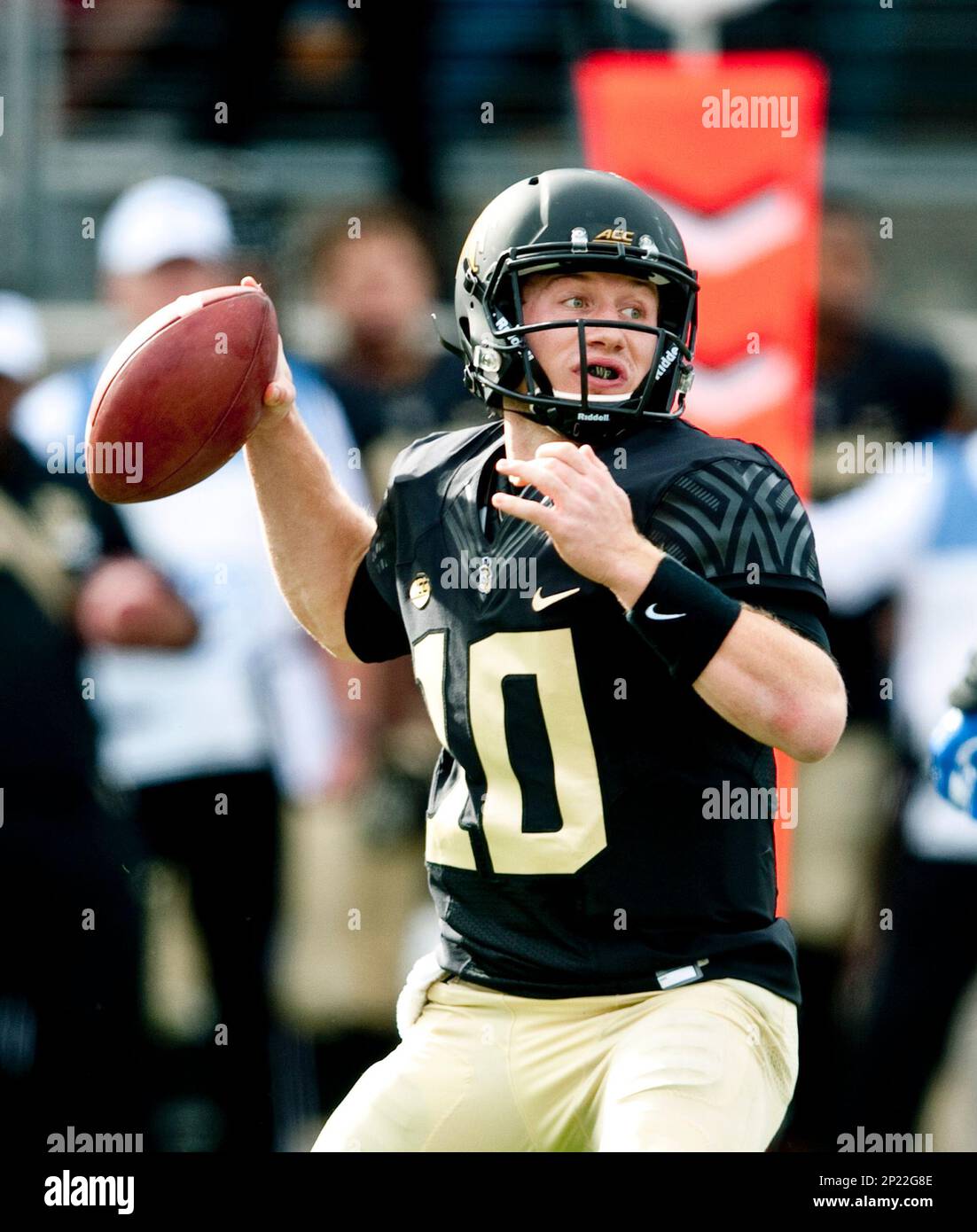 Wake Forest quarterback John Wolford throws a pass against Duke during ...