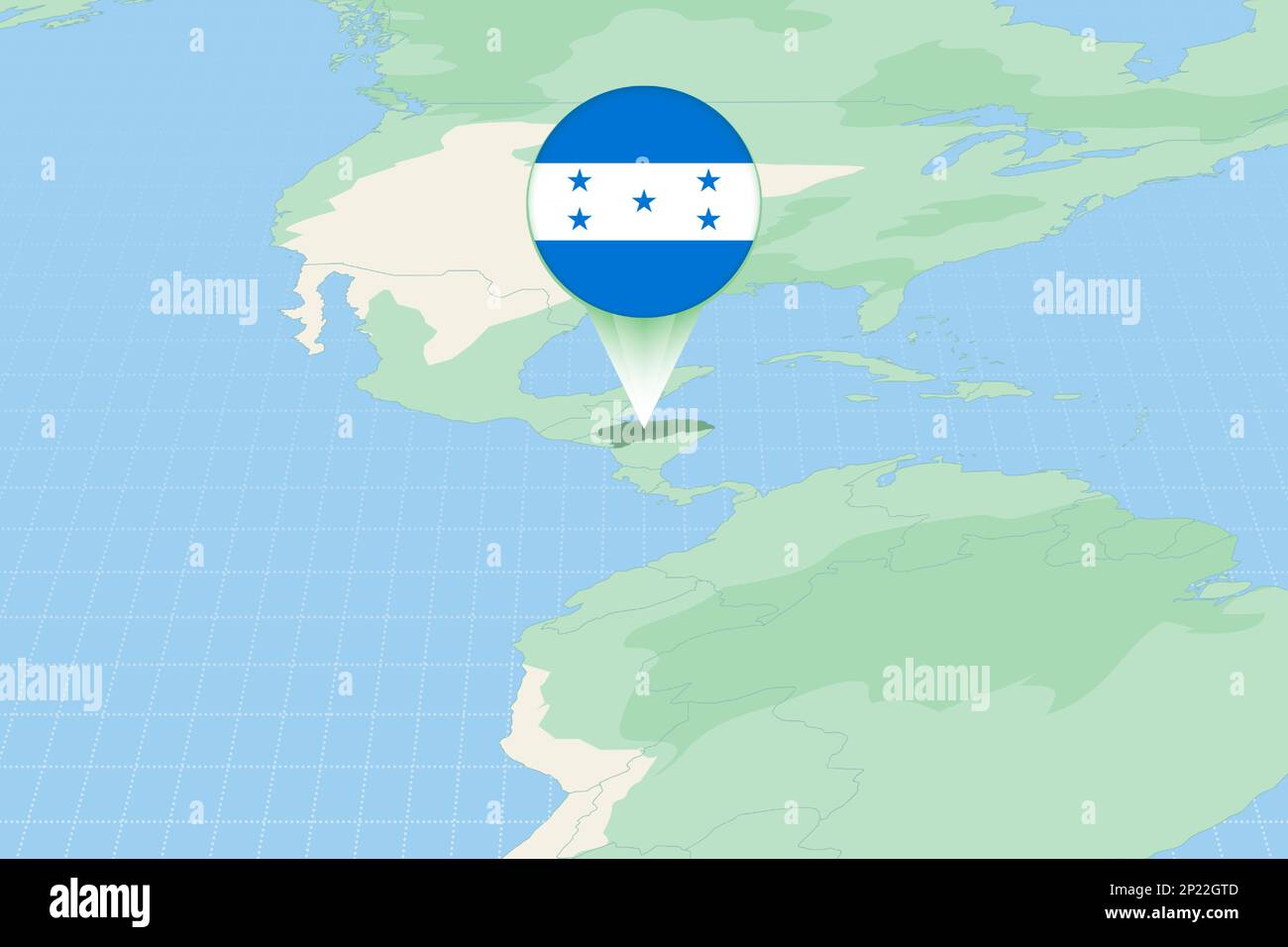 Map illustration of Honduras with the flag. Cartographic illustration ...