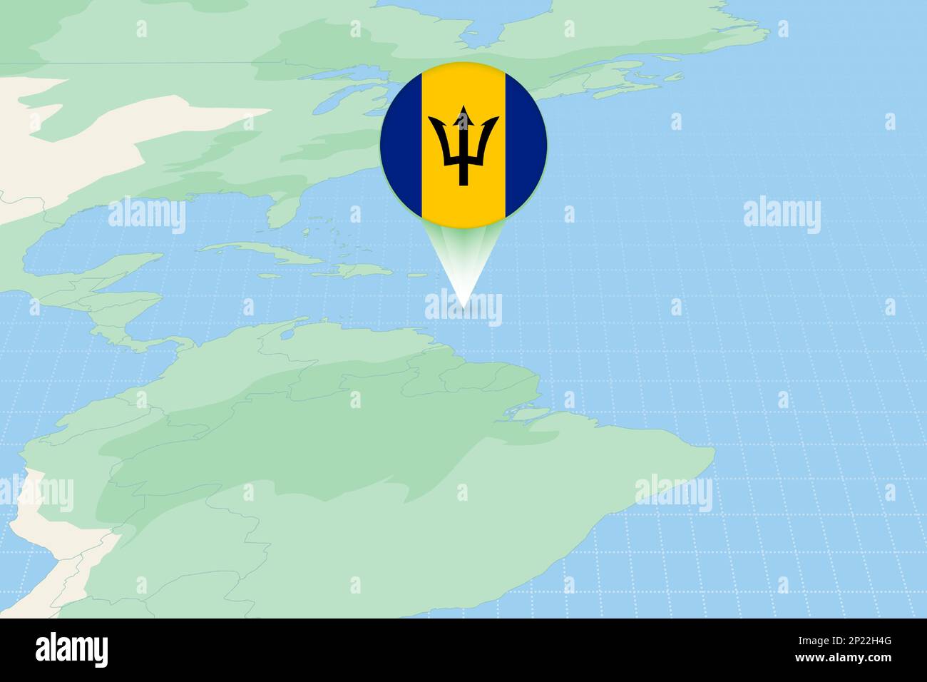 Map illustration of Barbados with the flag. Cartographic illustration ...