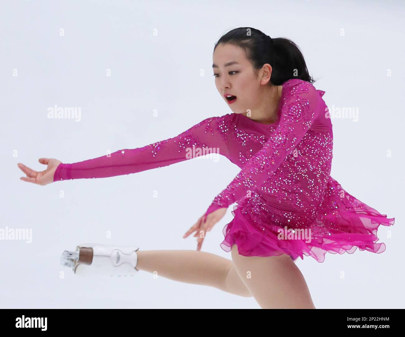 Japan's Mao Asada performs the women's short program (SP) during the ...