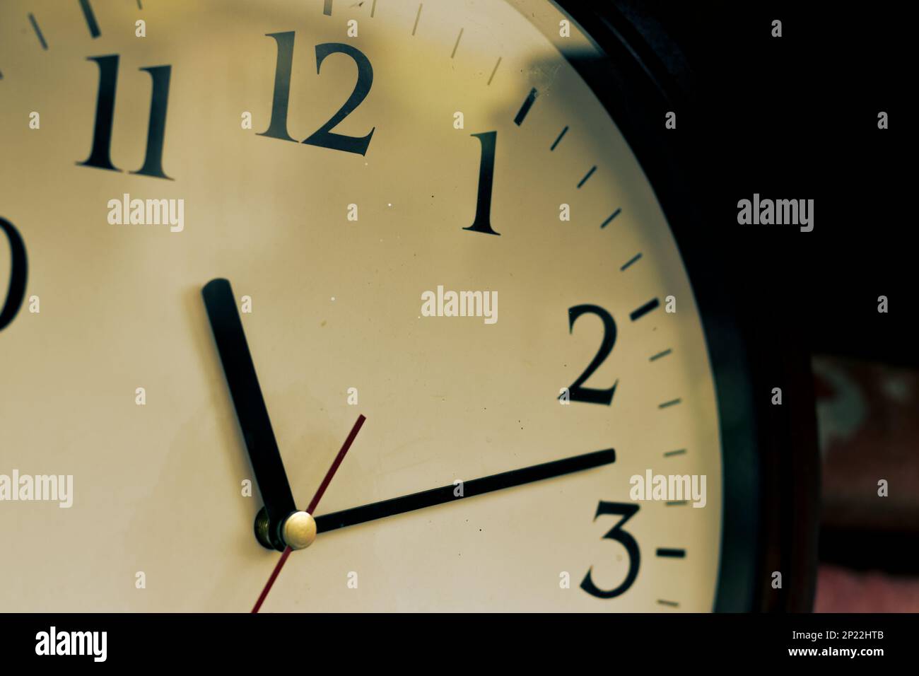 A clock with 11 and 11 on it. Obsolete Round wall clock. time concept ...