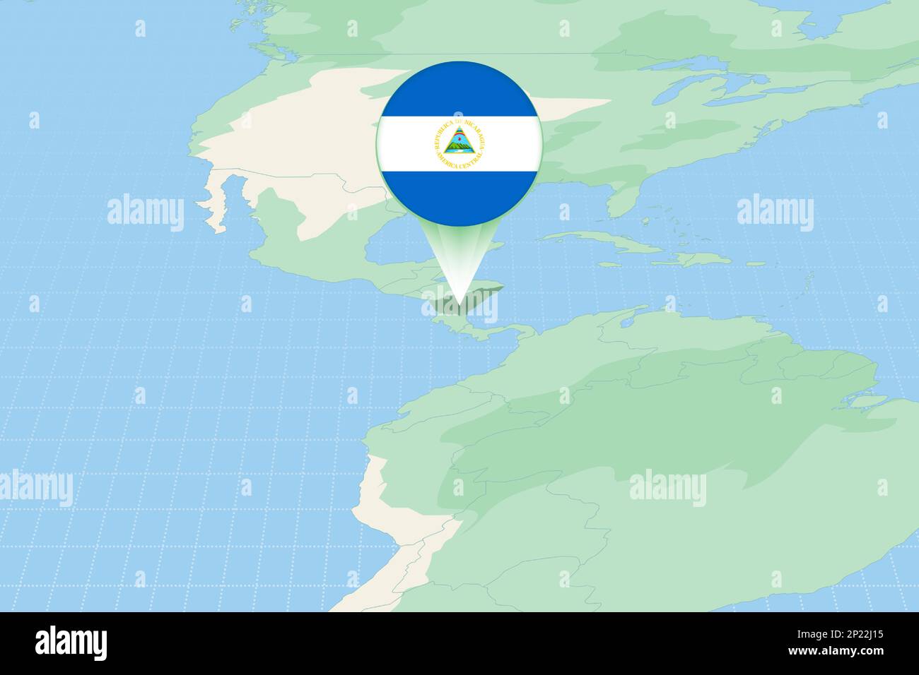 Map illustration of Nicaragua with the flag. Cartographic illustration ...