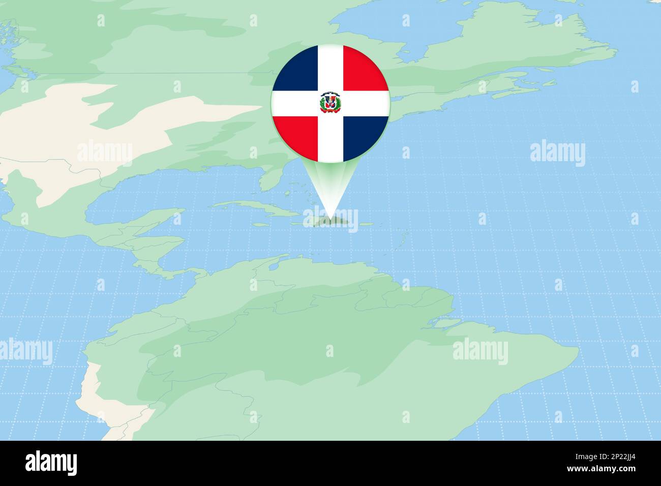 Map illustration of Dominican Republic with the flag. Cartographic ...