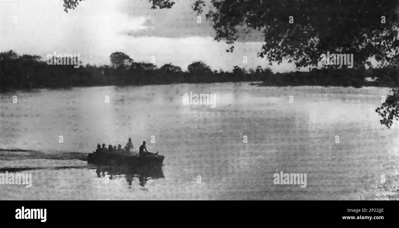 Belgo-Congolese forces crossing the Baro River near Gambela Stock Photo ...