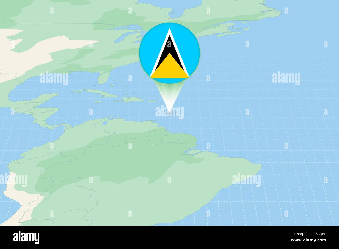 Map illustration of Saint Lucia with the flag. Cartographic ...