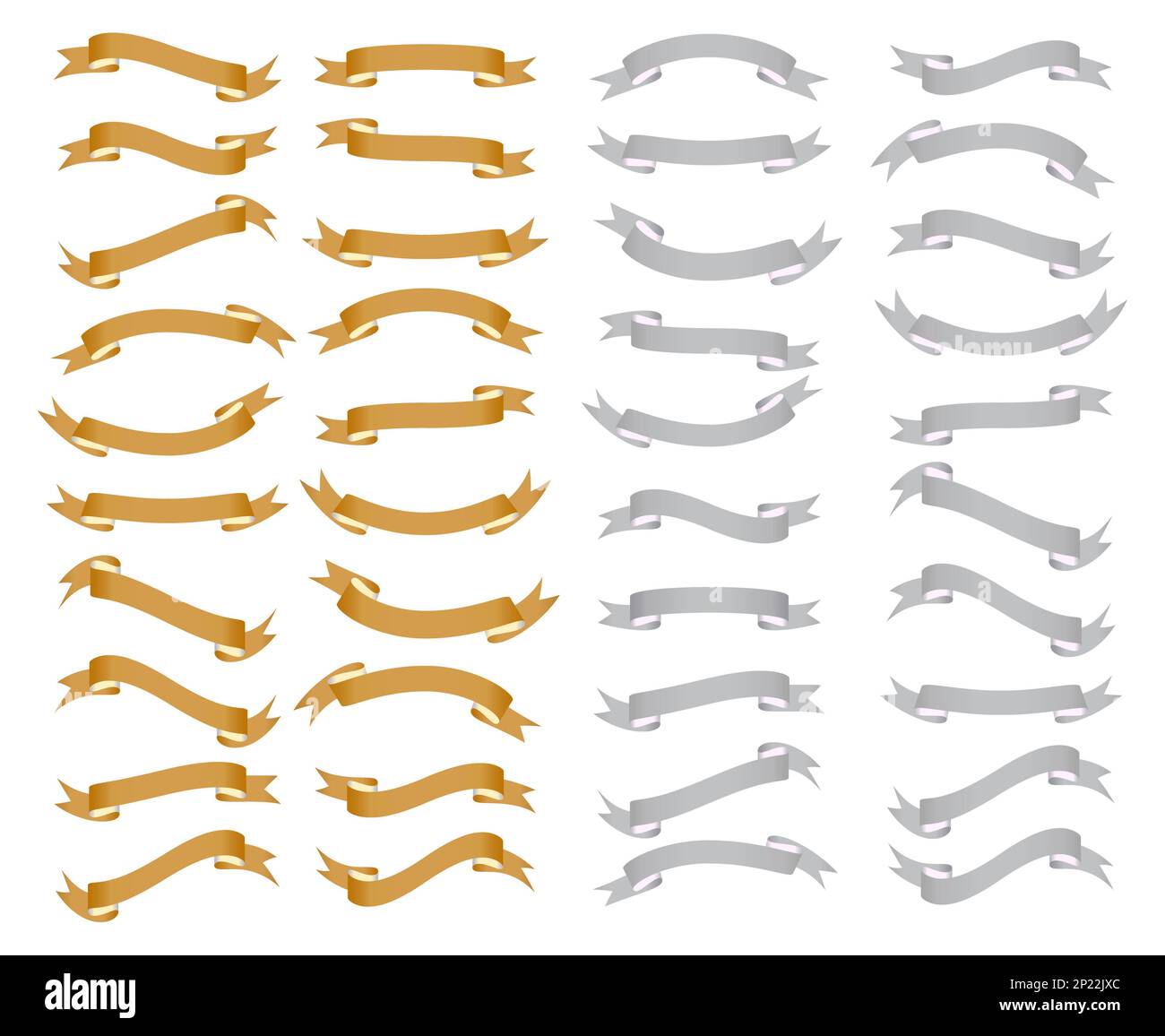 Collection of Blank Ribbon Banner in Gold and Silver Colors Stock Photo ...