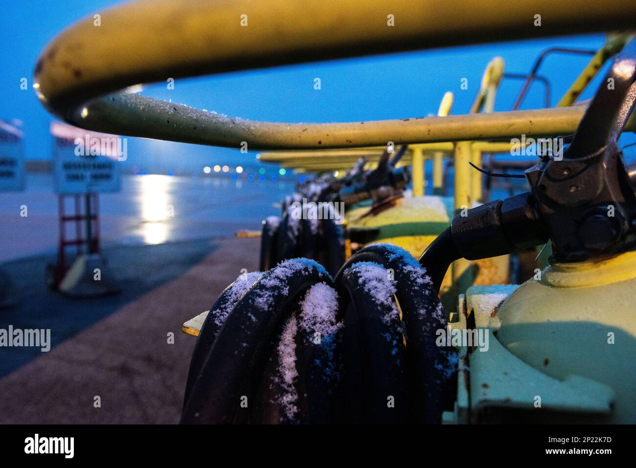 A line of fire bottles sit near the flight line at the Ohio National ...