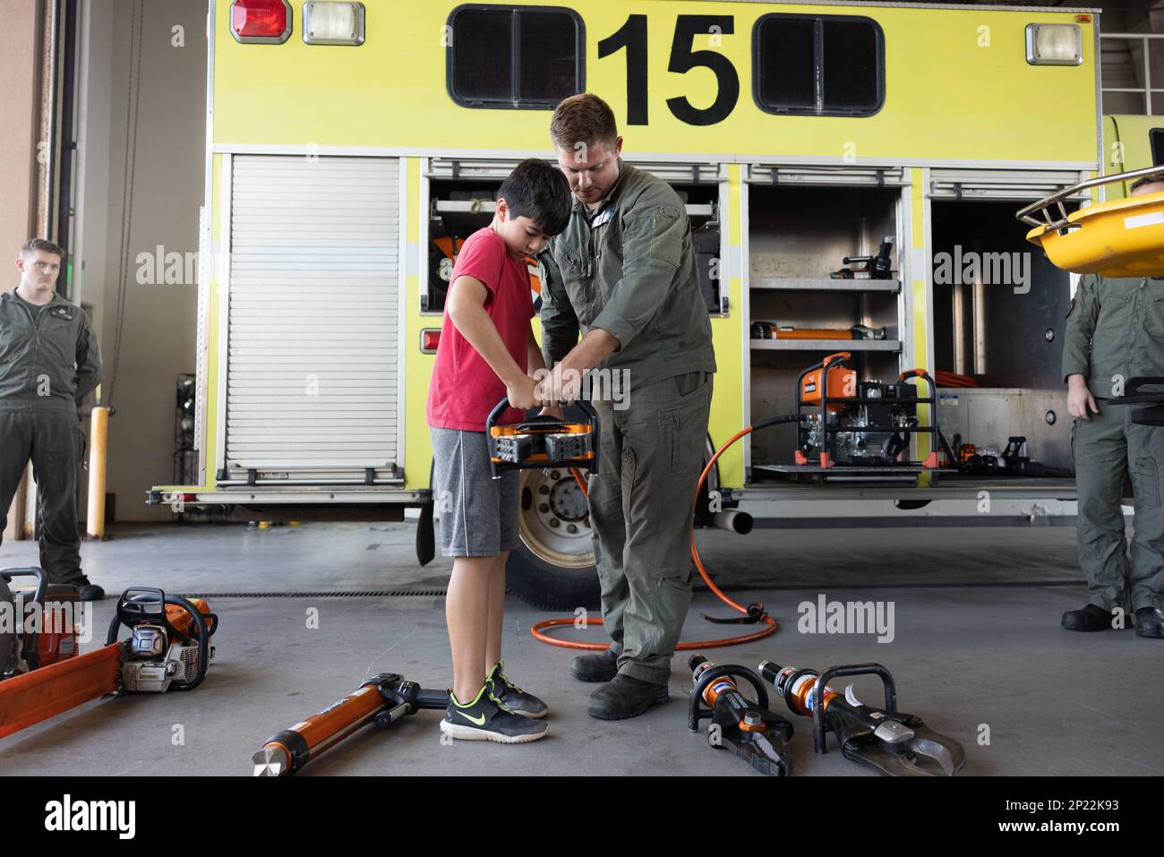 A U.S. Marine with Aircraft Rescue and Fire Fighting, Marine Corps Air ...