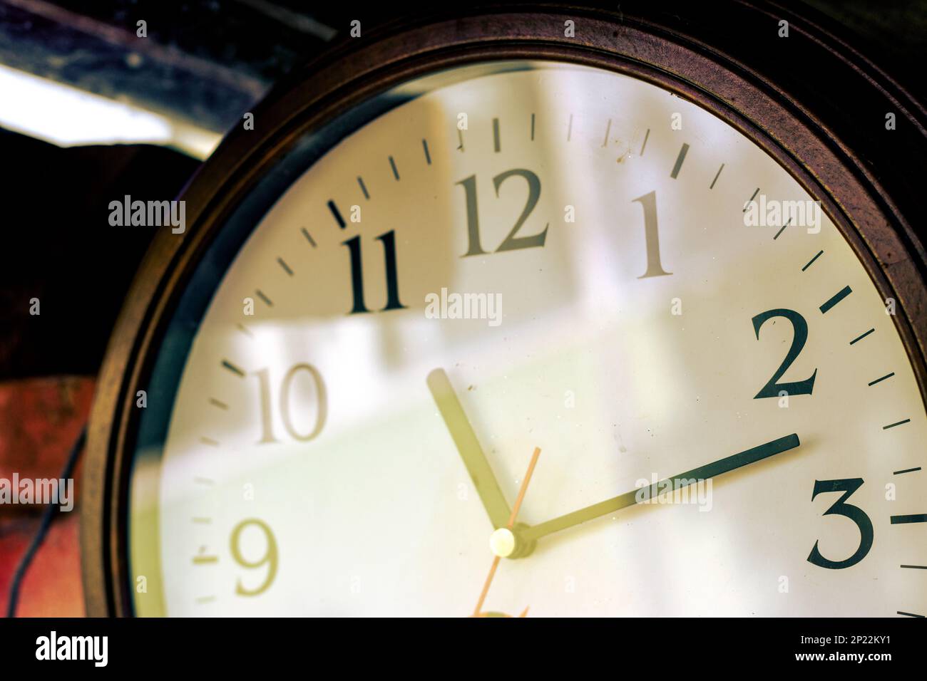 A clock with 11 and 11 on it. Obsolete Round wall clock. time concept ...