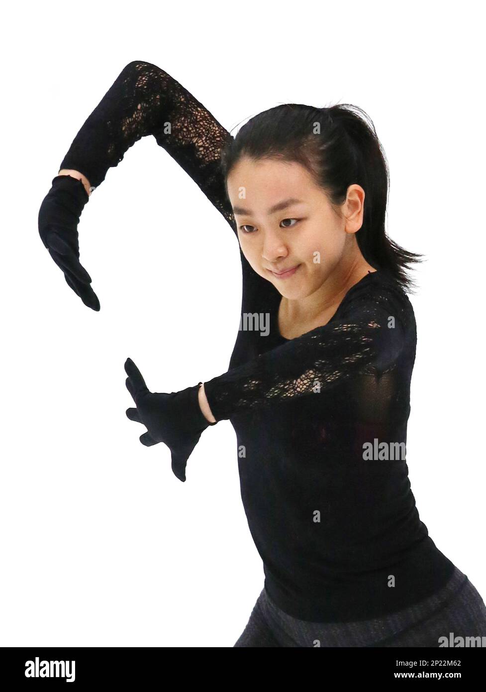 Japan's Mao Asada attends an offical practice session at the Big Hat ...