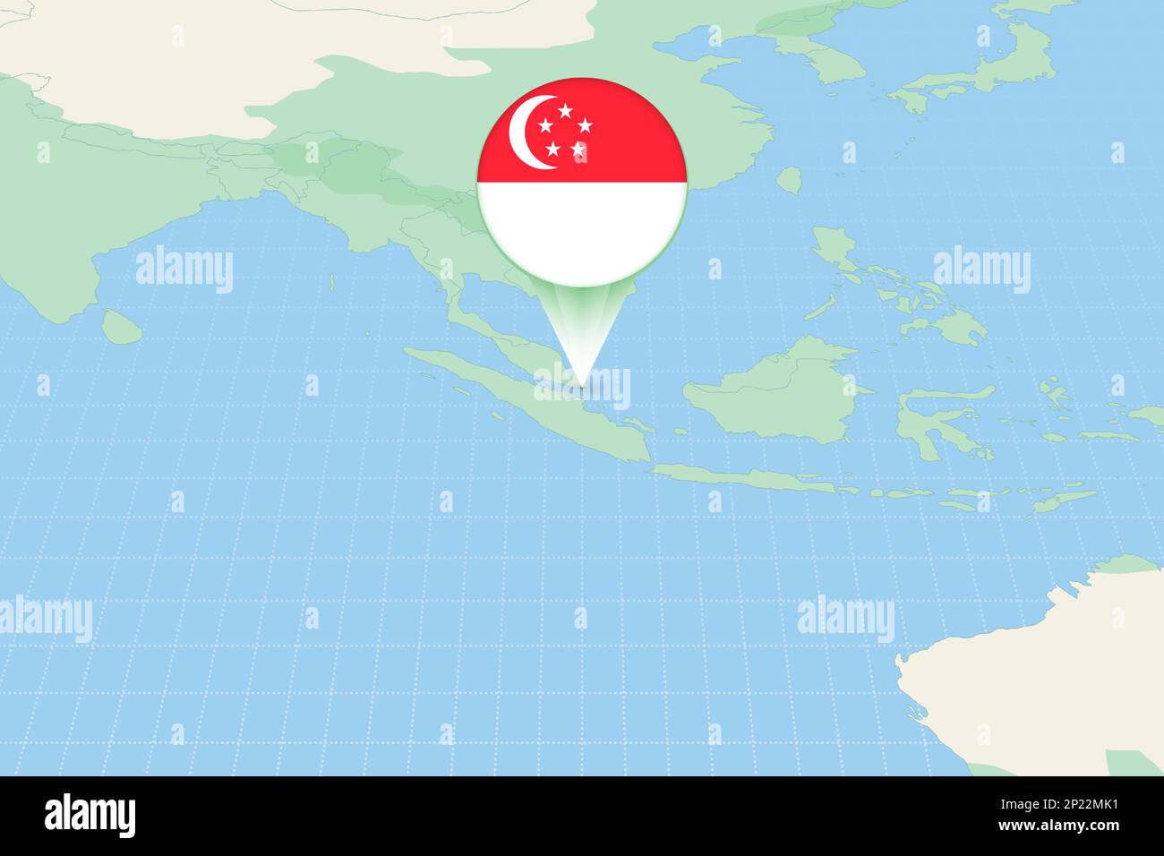 Map illustration of Singapore with the flag. Cartographic illustration ...
