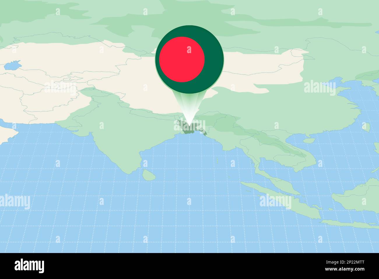 Map illustration of Bangladesh with the flag. Cartographic illustration ...
