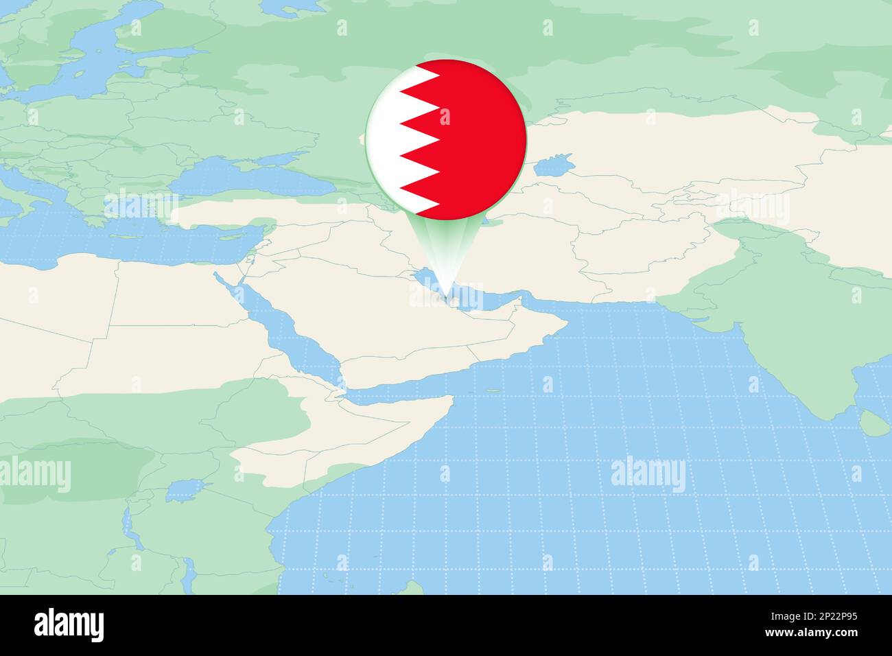Map illustration of Bahrain with the flag. Cartographic illustration of ...