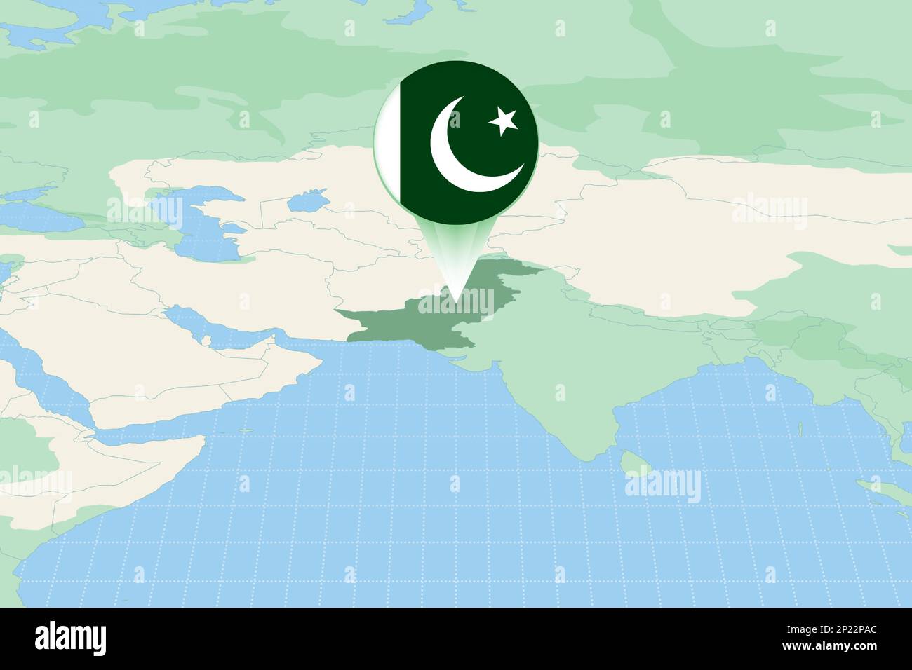 Map illustration of Pakistan with the flag. Cartographic illustration ...