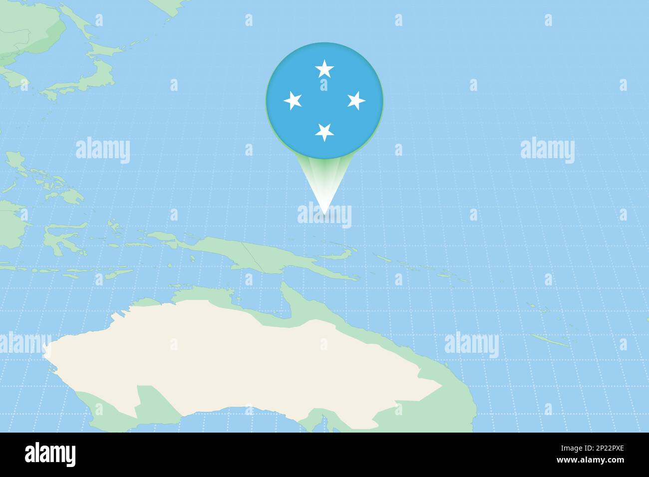 Map illustration of Micronesia with the flag. Cartographic illustration ...