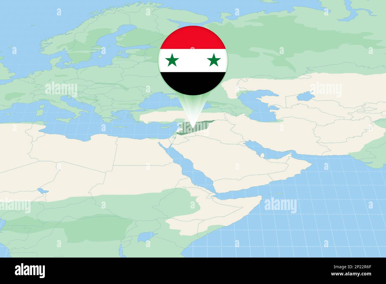 Map illustration of Syria with the flag. Cartographic illustration of ...