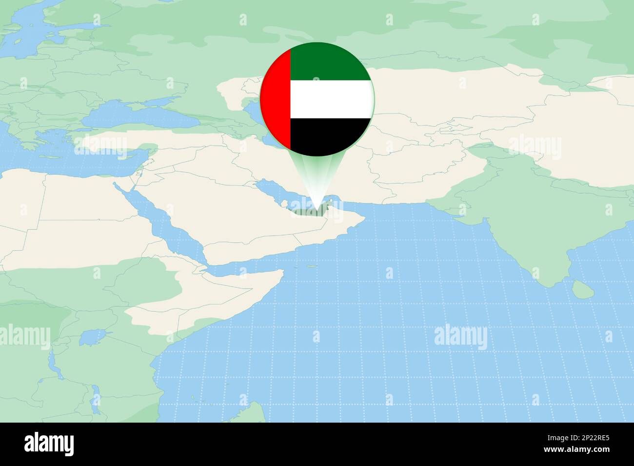 Map illustration of United Arab Emirates with the flag. Cartographic ...