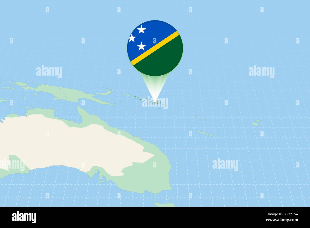 Map illustration of Solomon Islands with the flag. Cartographic ...