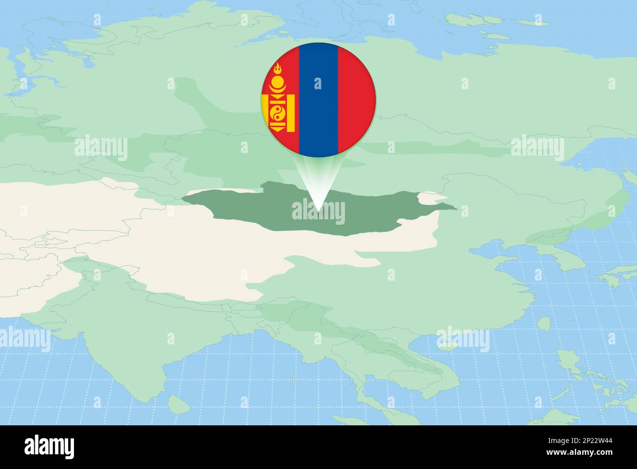 Map illustration of Mongolia with the flag. Cartographic illustration ...