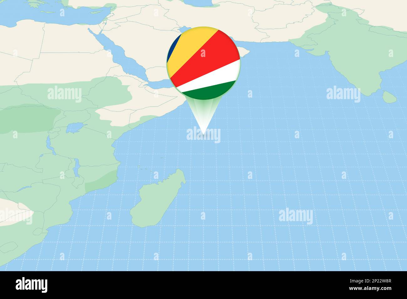Map illustration of Seychelles with the flag. Cartographic illustration of Seychelles and ...