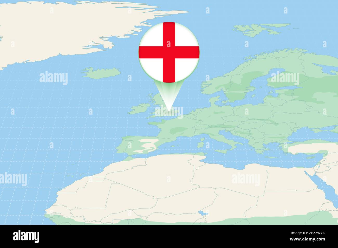 Map illustration of England with the flag. Cartographic illustration of ...