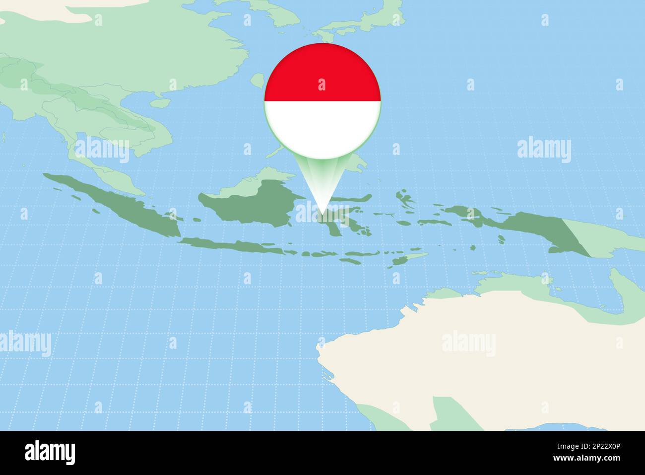 Map illustration of Indonesia with the flag. Cartographic illustration ...