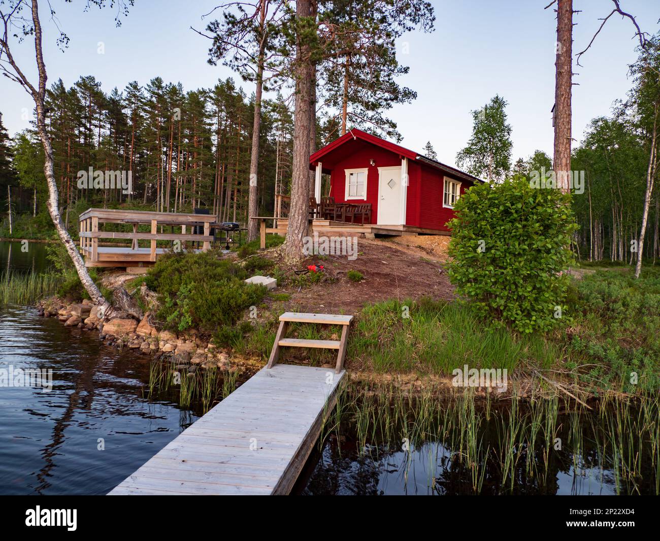 Axland, Sweden - Jun, 2021: Sommarstuga, a Swedish summer house on the ...