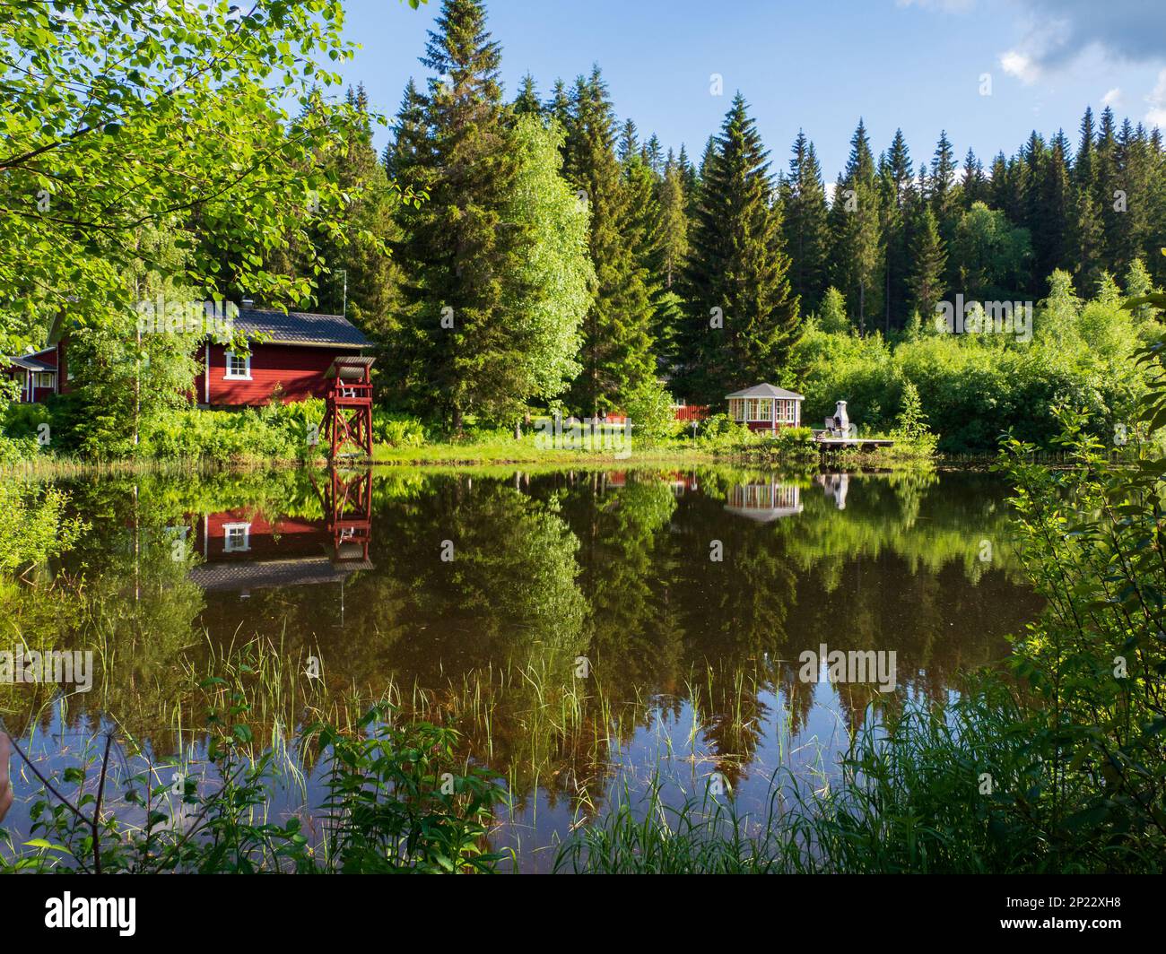 Axland, Sweden - Jun, 2021: Sommarstuga, a Swedish summer house on the ...