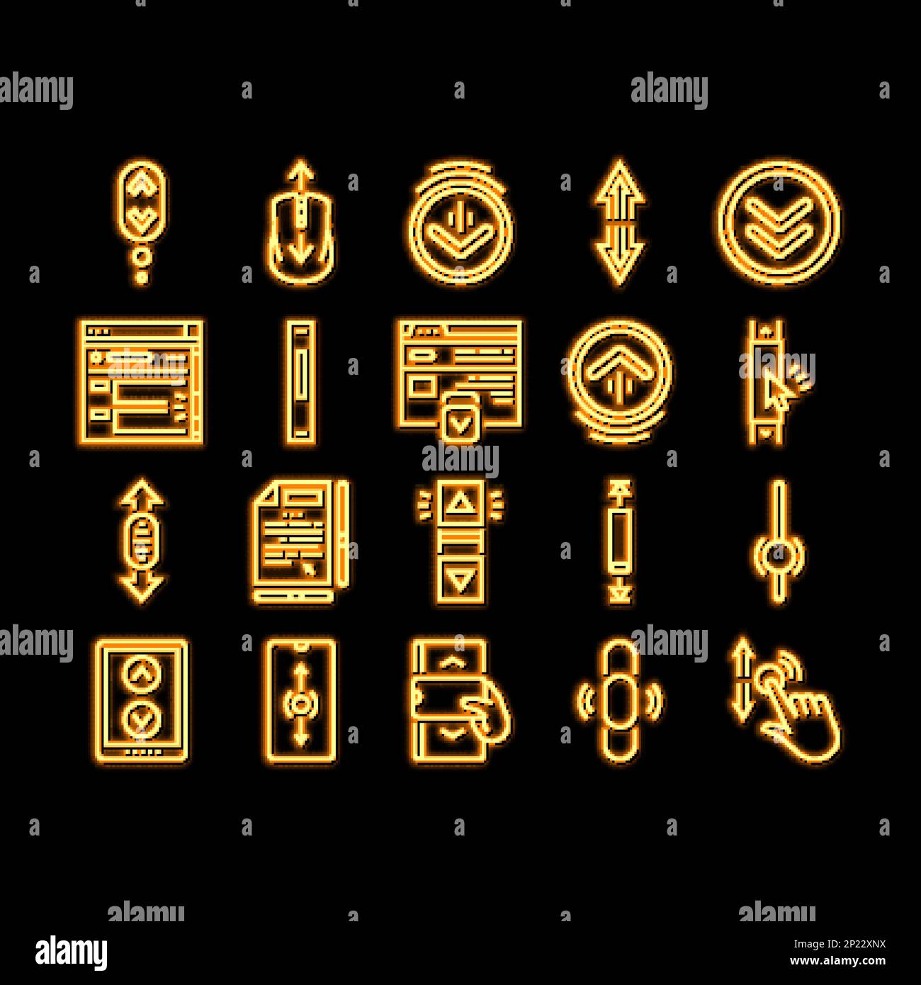 Scroll Computer Mouse Cursor neon glow icon illustration Stock Vector ...