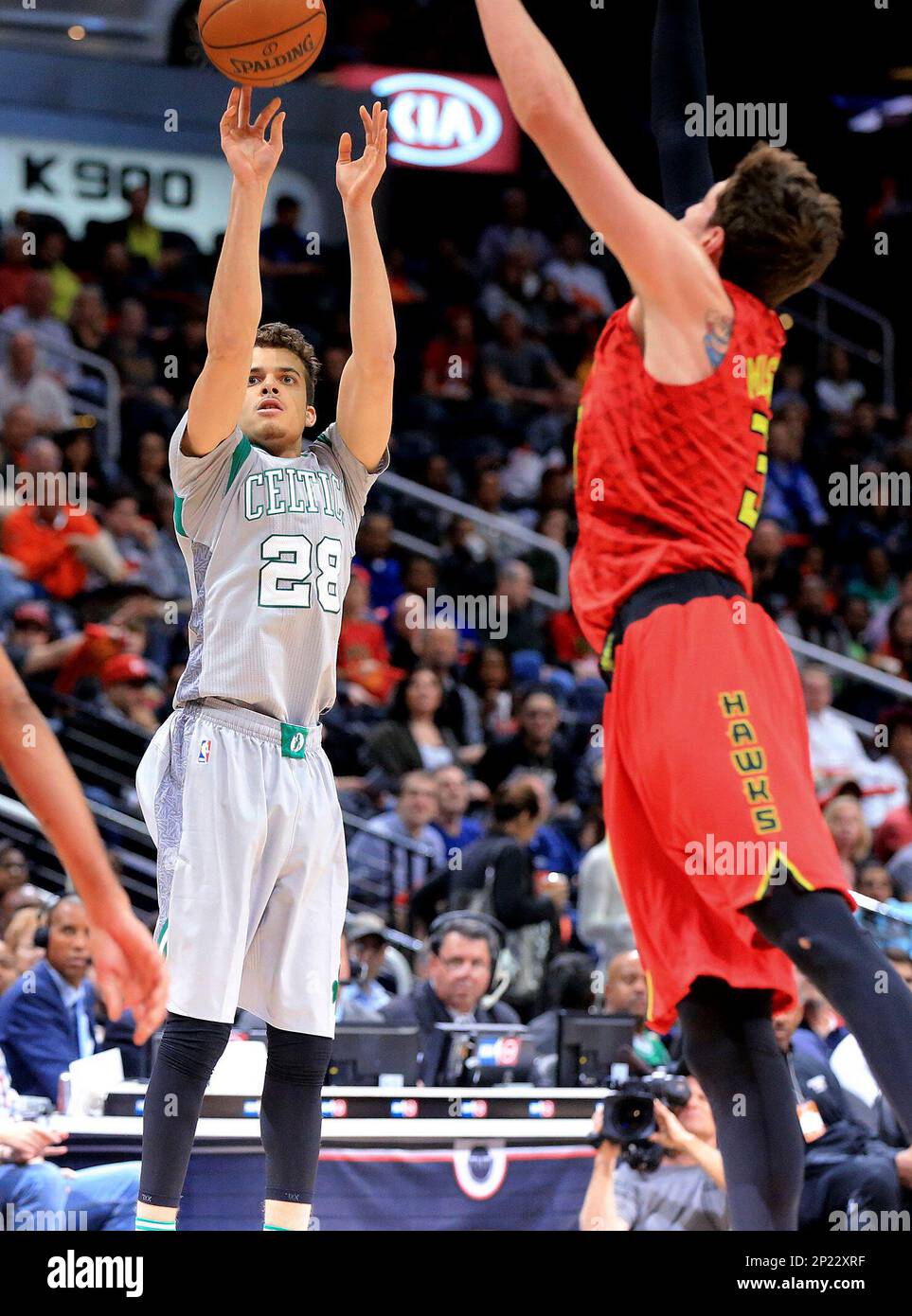 Boston Celtics' R.J. Hunter hits a 3-pointer against Atlanta Hawks ...