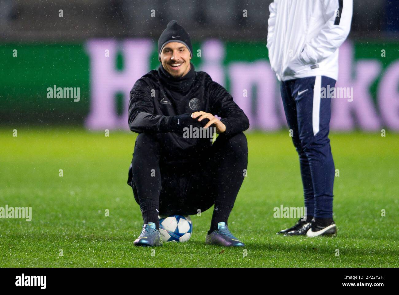 Paris Saint-Germain's captain Zlatan Ibrahimovic smiles during a ...