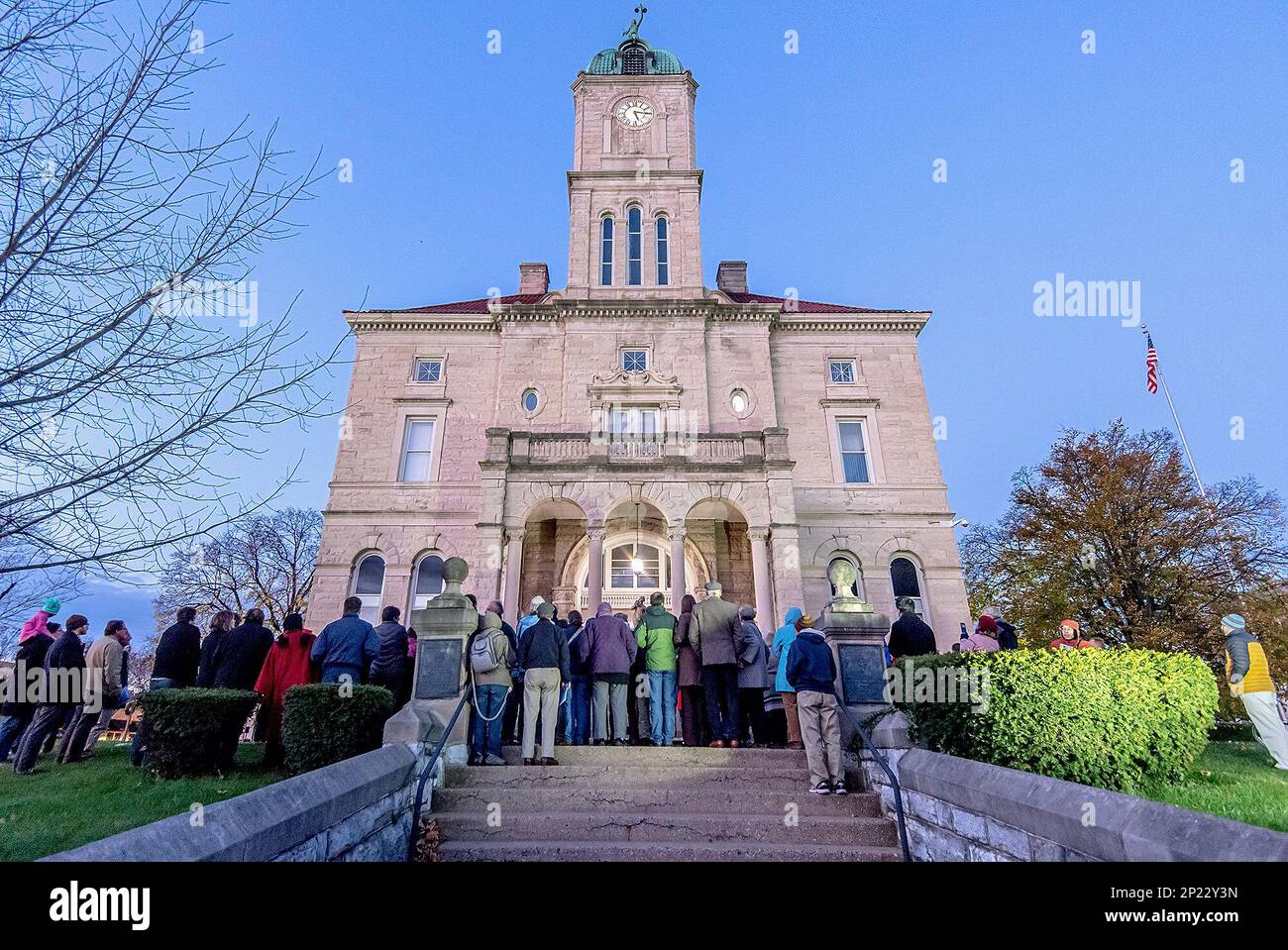 In this Nov. 23, 2015 photo, a crowd attends a rally at Court Square in ...