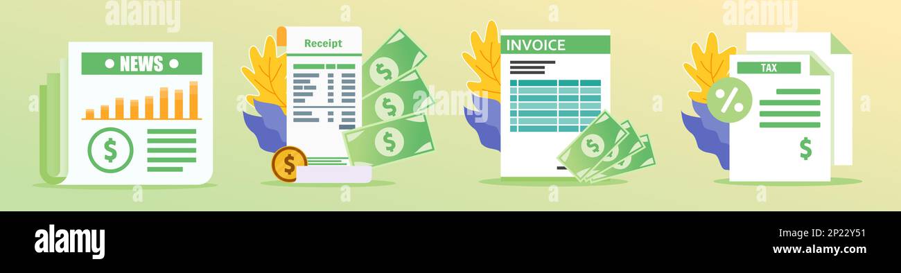 Invoice and Receipt and Documents Illustration Stock Vector Image & Art ...
