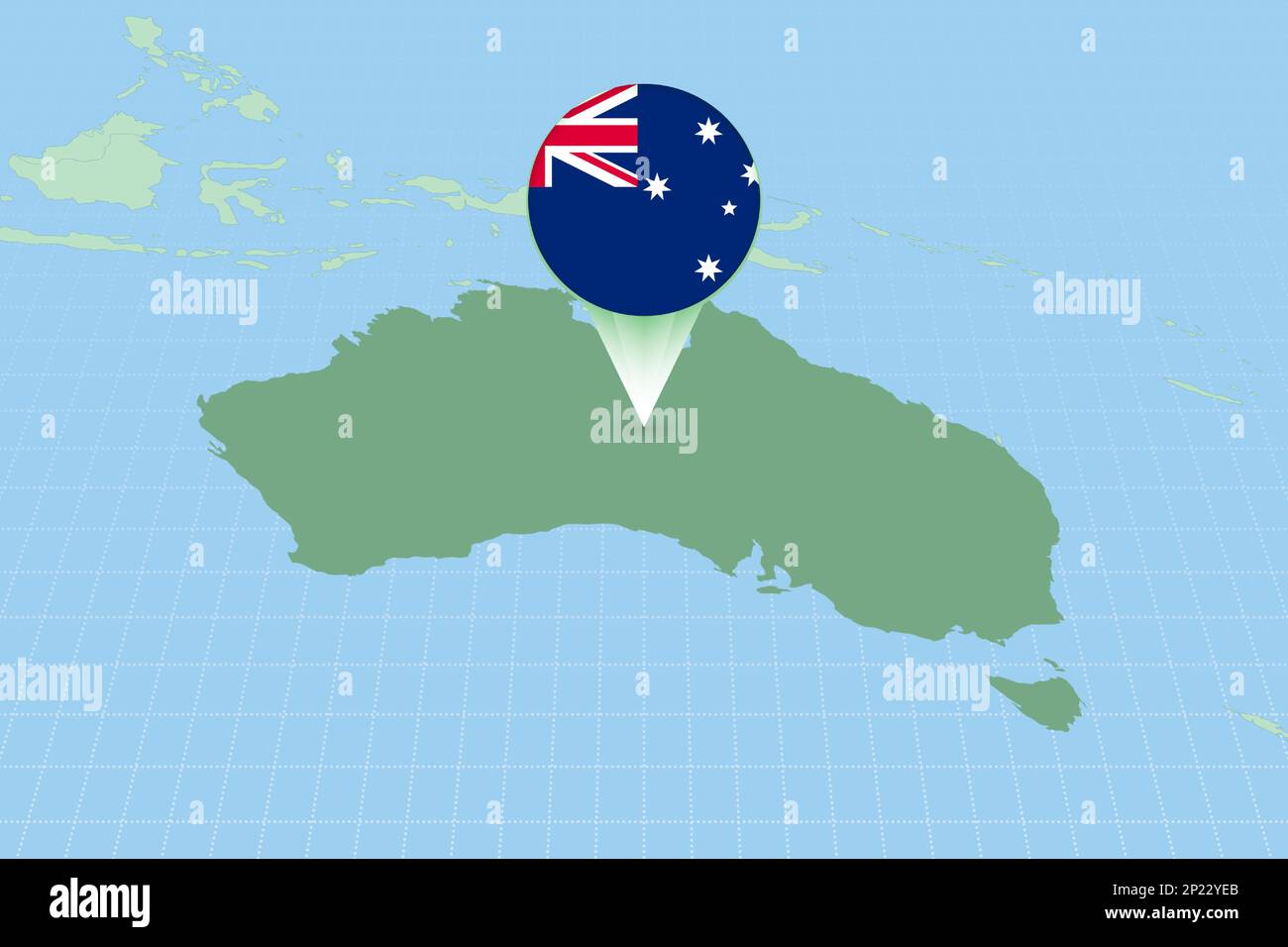 Map illustration of Australia with the flag. Cartographic illustration ...