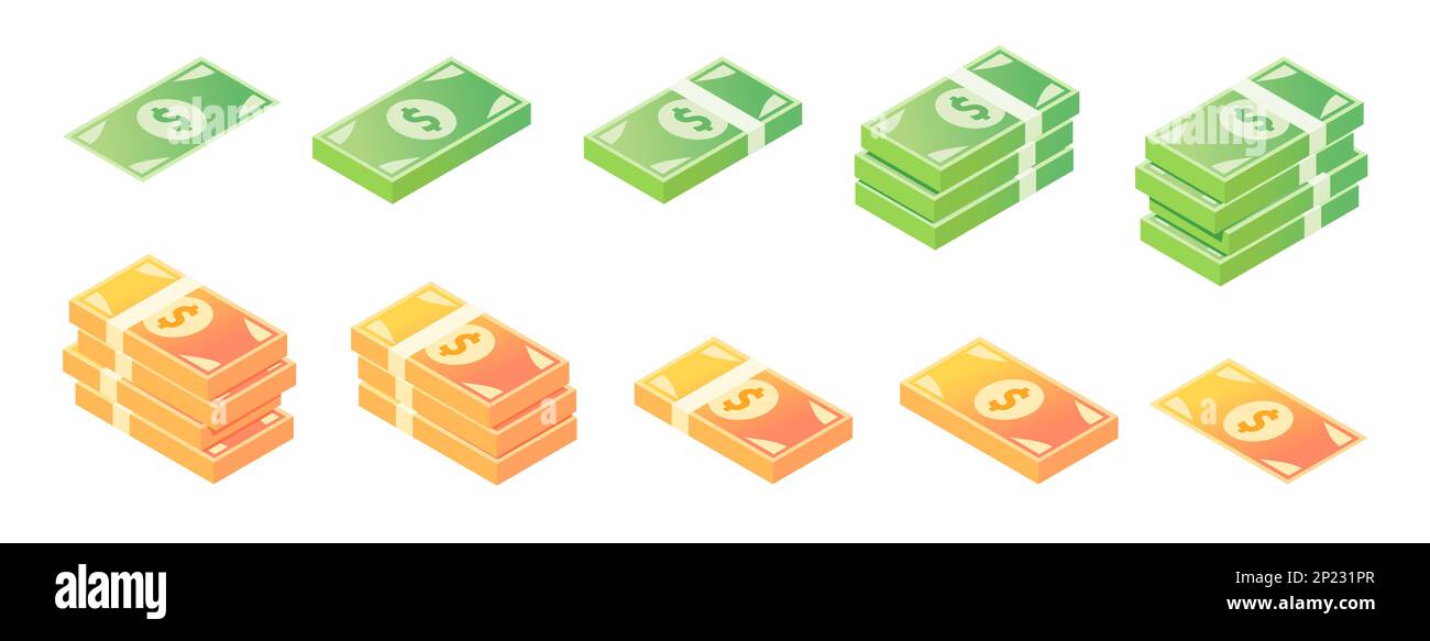 US Dollar Banknote Isometric Icon Set Stock Vector Image & Art - Alamy