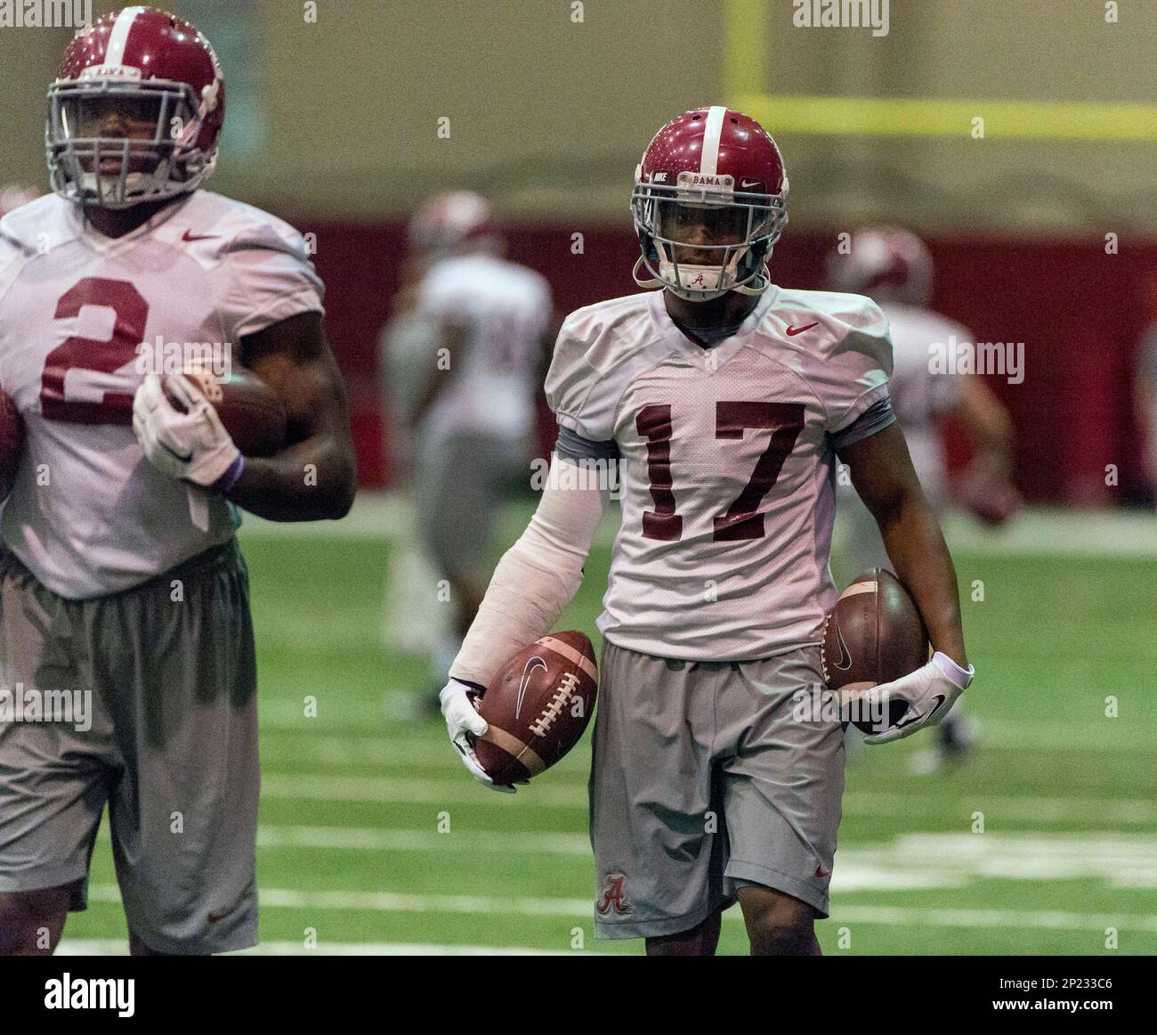 Alabama running back Kenyan Drake (17) works through drills during an ...
