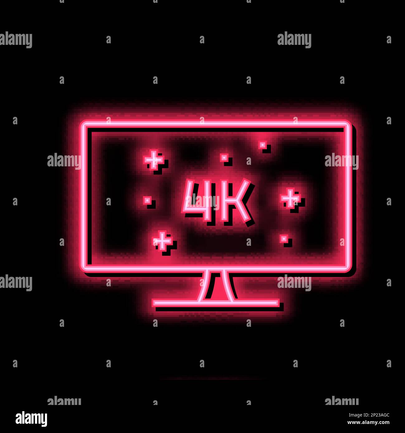 4k resolution computer display neon glow icon illustration Stock Vector ...