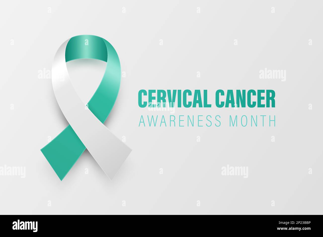 Cervical Cancer Banner, Card, Placard with Vector 3d Realistic Teal and ...
