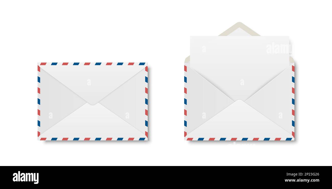 Vector Realistic White Closed, Opened Envelopes with Letter Inside. Folded and Unfolded White ...