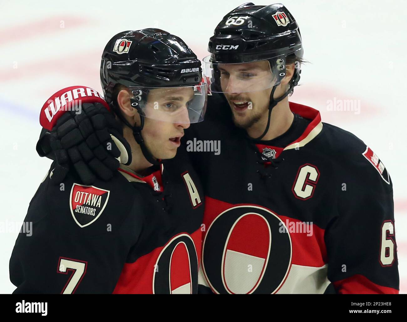 Ottawa Senators' Kyle Turris (7) celebrates his empty-net goal against ...
