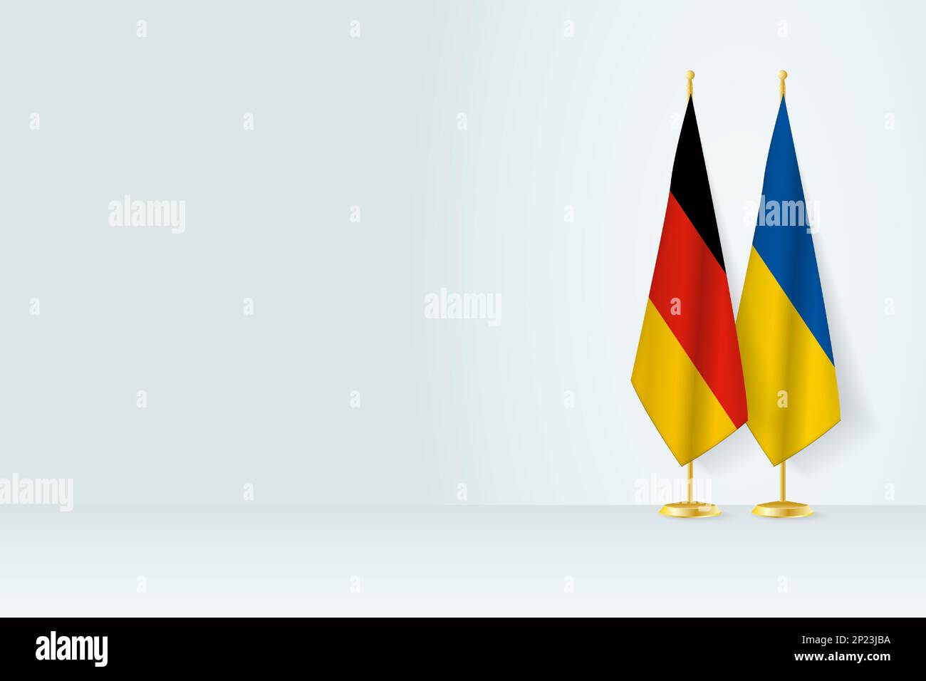 Flags of Germany and Ukraine on flag stand, meeting between two ...