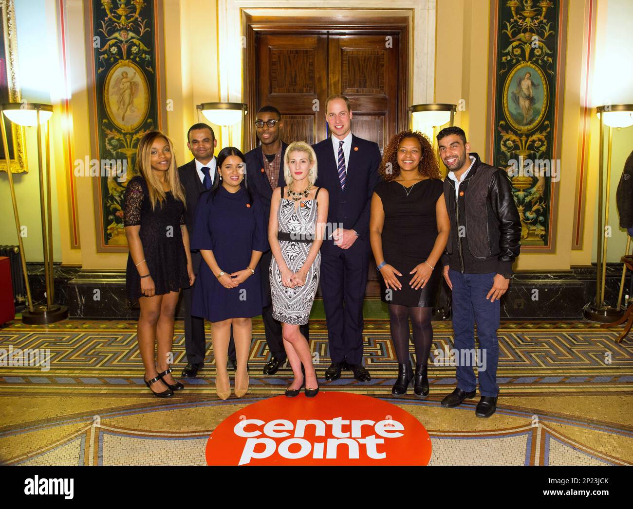 Prince William, the Duke of Cambridge, 3rd right, talks to award ...