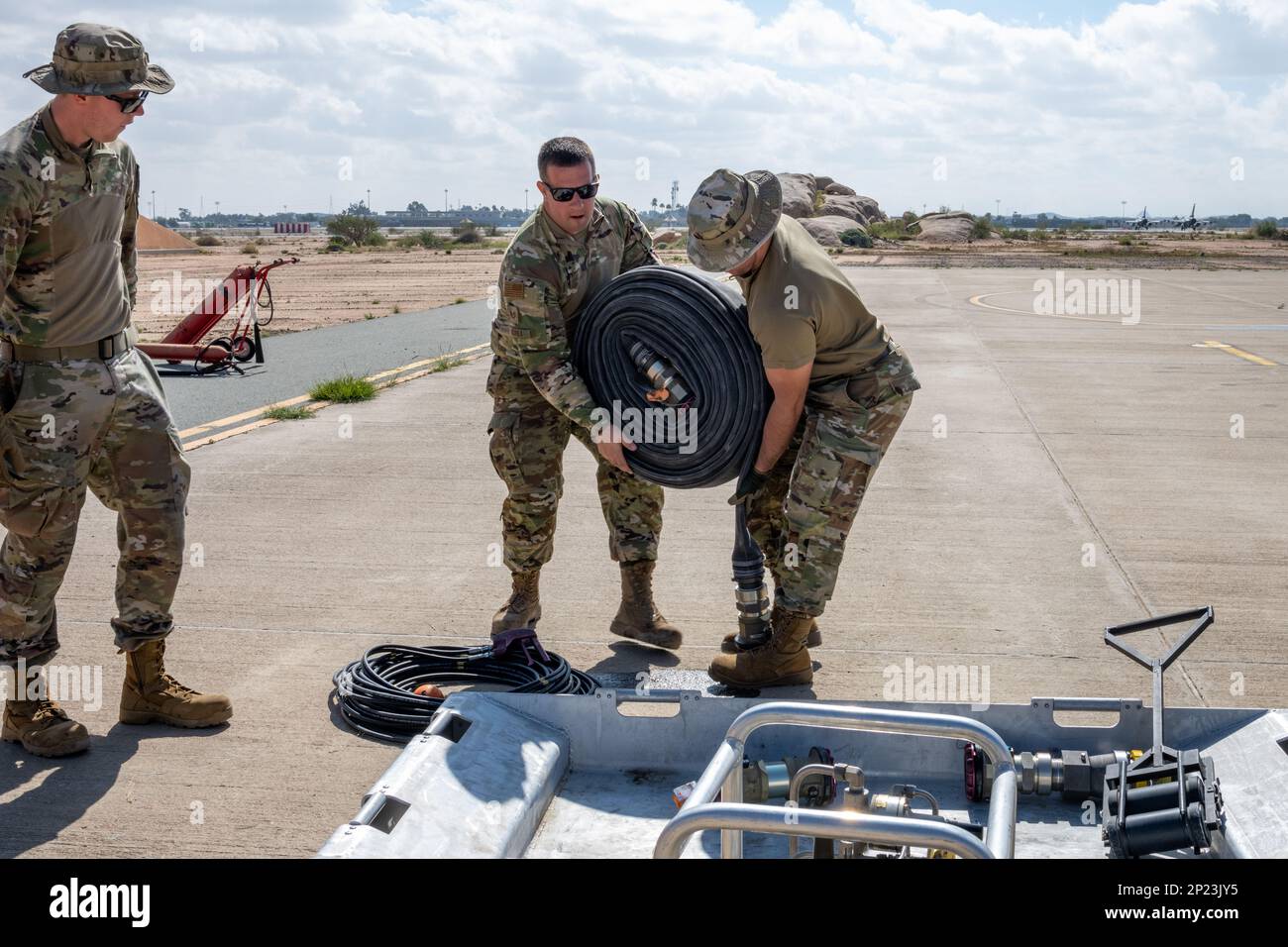 U.S. Air Force Airmen assigned to the 378th Expeditionary Logistics ...