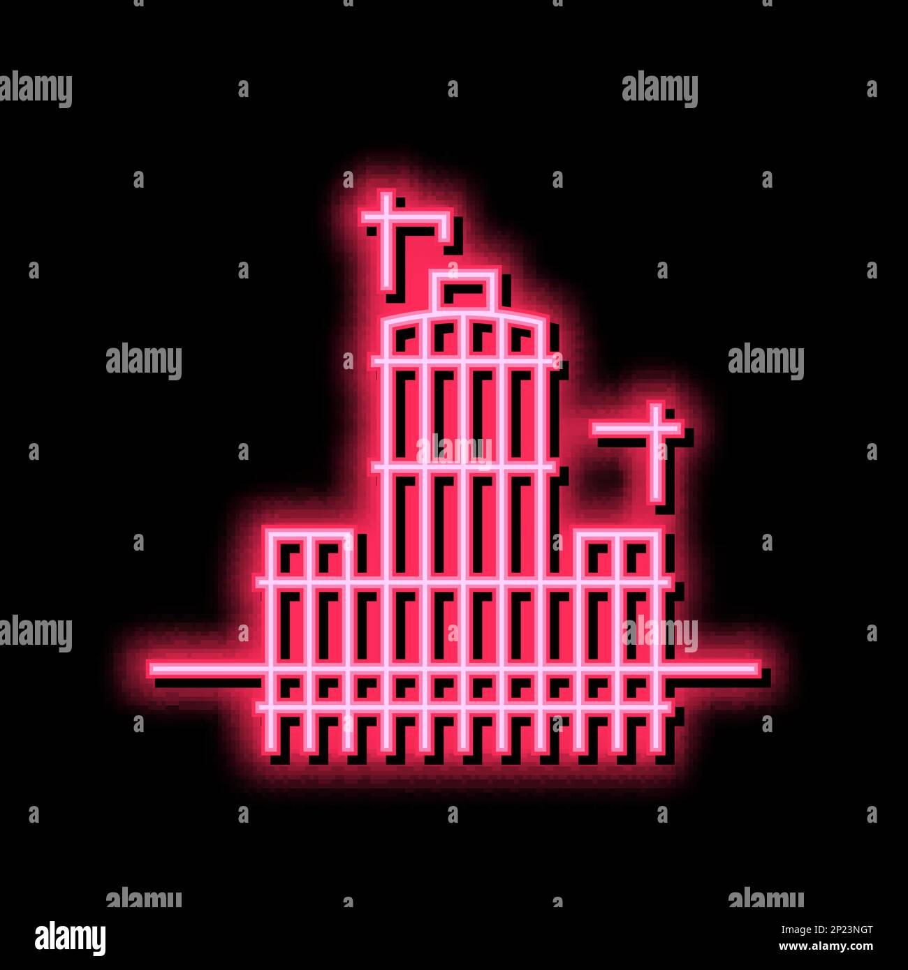 building skyscraper skeleton neon glow icon illustration Stock Vector ...