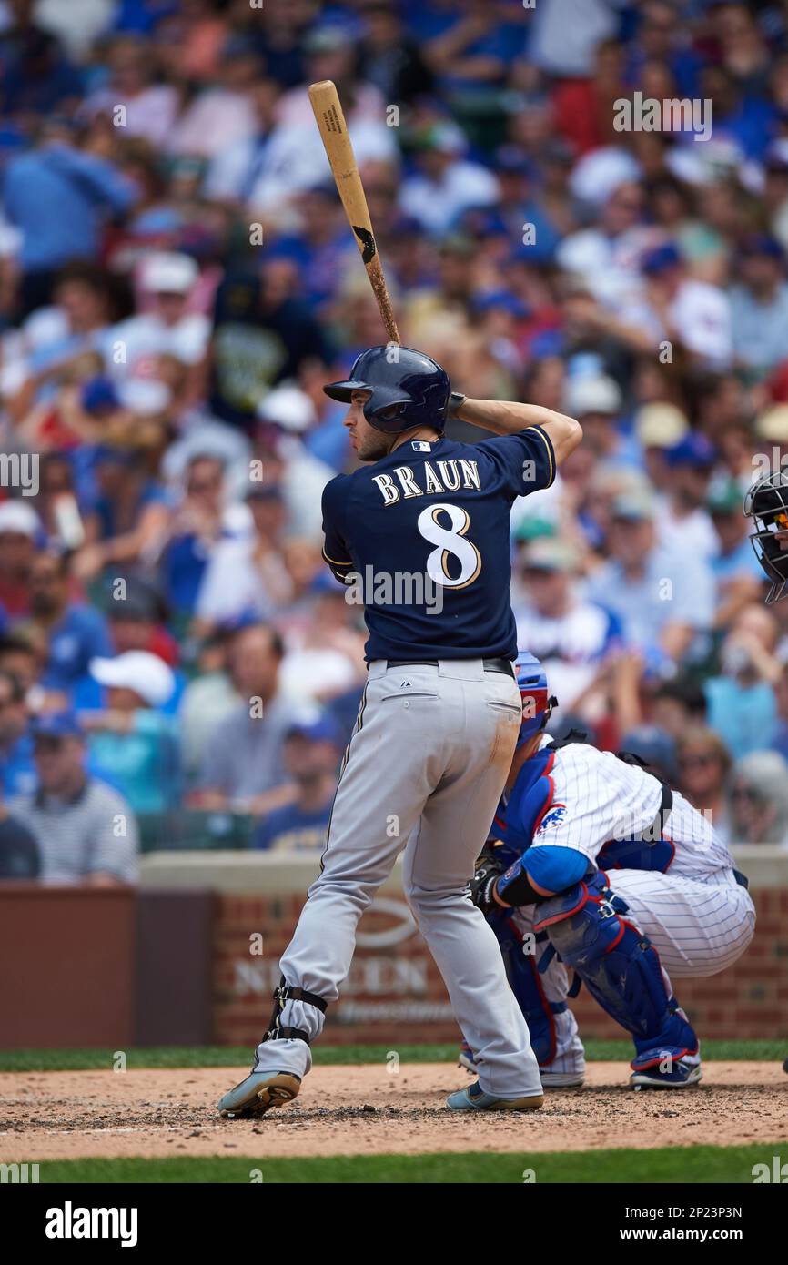Milwaukee Brewers outfielder Ryan Braun (8) at bat during a game ...