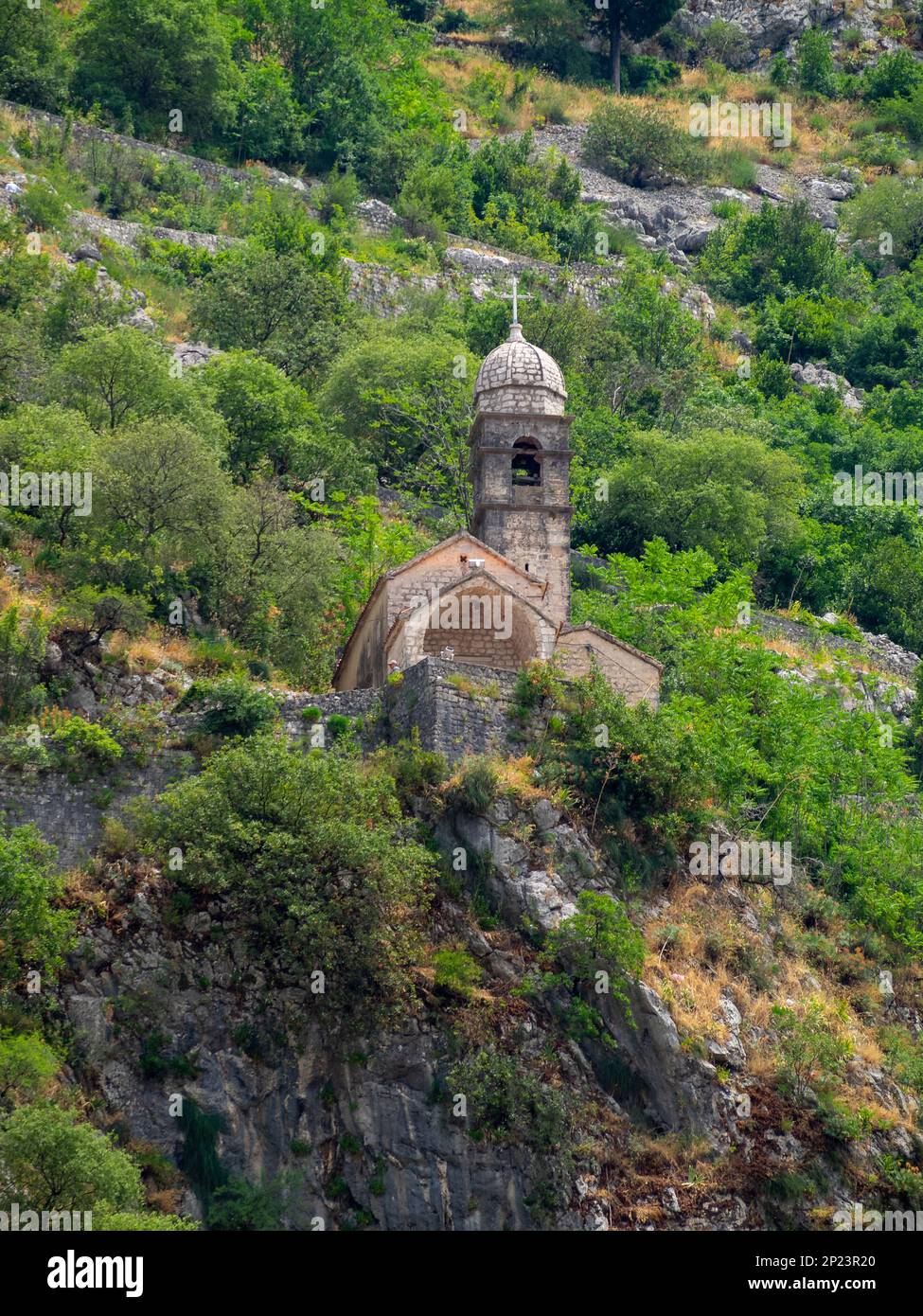 Church of Our Lady of Remedy in the mountain above Kotor Stock Photo ...