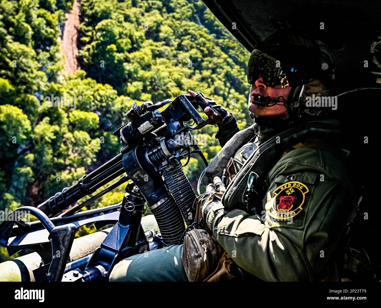 U.S. Marines assigned to Marine Aircraft Group 49, conduct aerial ...