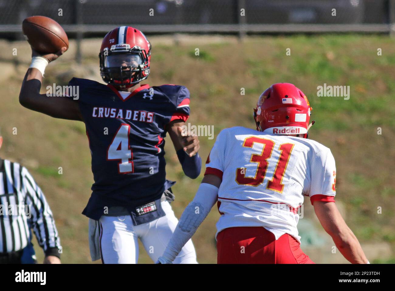 Stepinac Crusaders QB Tyquell Fields #4 in action against the Chaminade ...