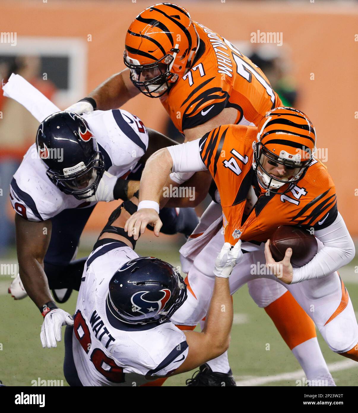 Houston Texans defensive end J.J. Watt (99) sacks Cincinnati Bengals ...