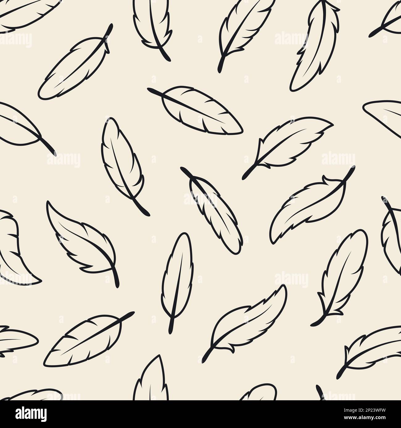 Vector Seamless Pattern with Different Black Fluffy Feather Silhouettes ...